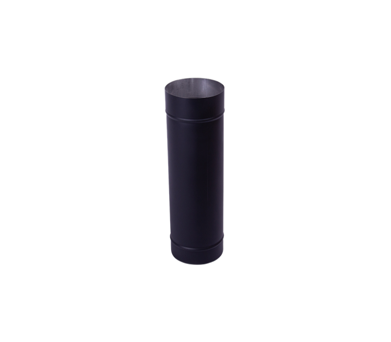 200mm Pipe 500mm Long Single Wall (Black S/S) | Home Fires