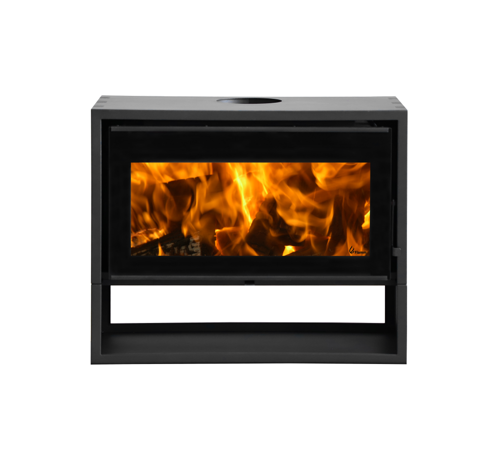 Flamm 950 on Log Base Freestanding Fireplace (13-16kW) | Home Fires