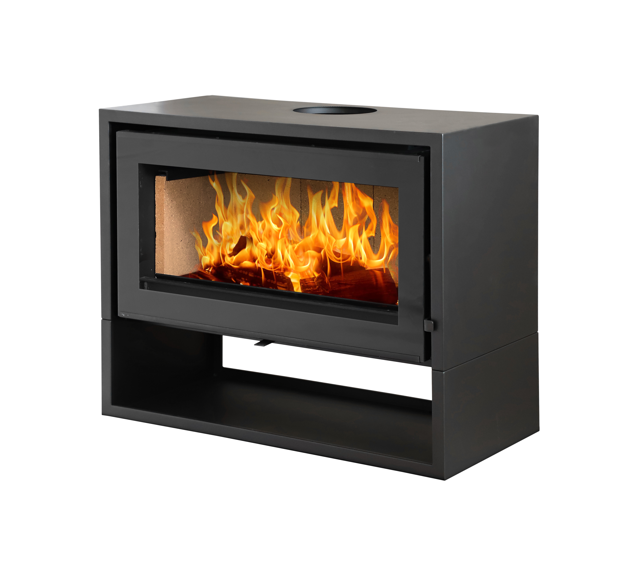 Flamm 950 on Log Base Freestanding Fireplace (13-16kW) | Home Fires